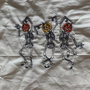 Dancing Skeletons Embroidery Design, Halloween Pumpkin Face Skeleton ...