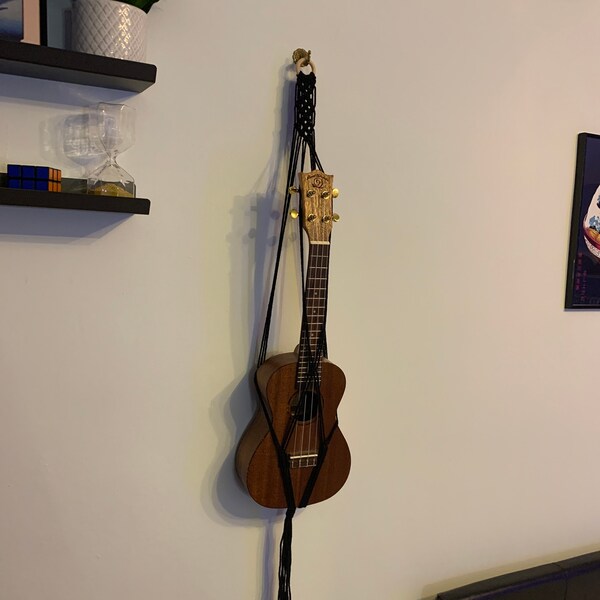 Macrame Ukulele Wall Bamboo Hanger, Ukulele Stand, Guitar Wall Decor ...