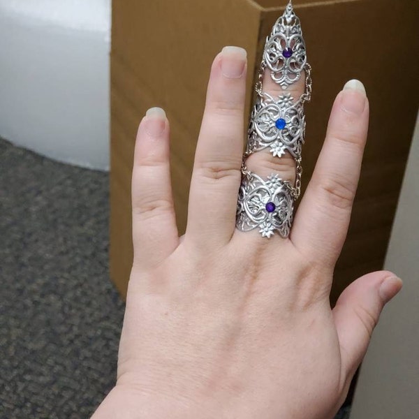 Mythical Armour Ring - Full Finger Claw Ring - Silver Adjustable - Elven Armor - Vampire ...
