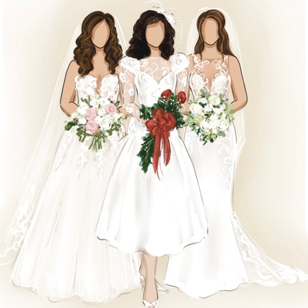 Mother of the Bride Illustration/ Mother of the Groom Illustration With ...