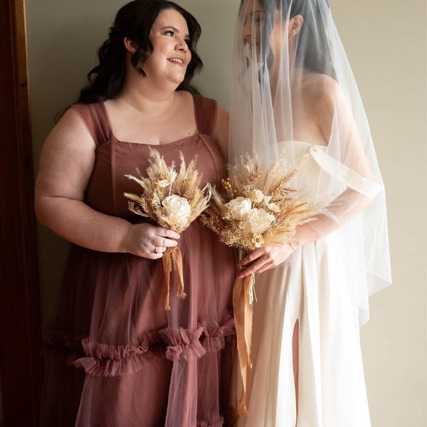 Rustic Dusty Blue Dried Flower Bouquet, Dried Flower Posy, Wedding ...