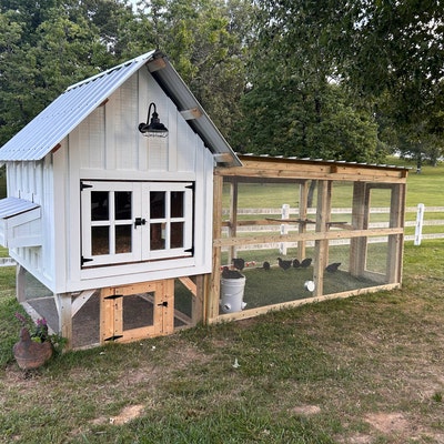 Chicken Coop Plans With Attached Run for 12-20 Chickens - Etsy