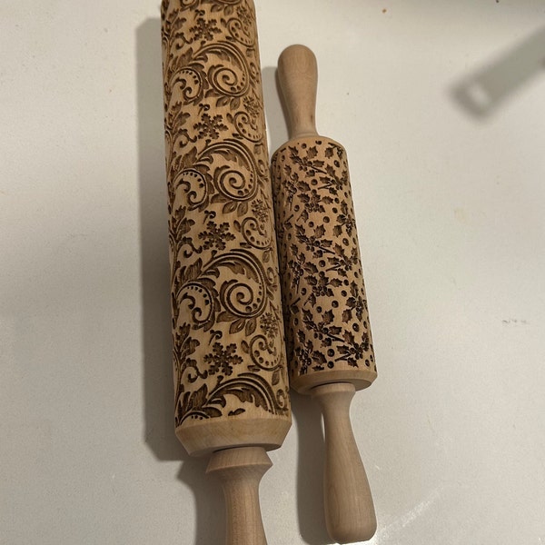 Rolling Pin "baroque Pattern" Handmade Wooden Rolling Pin Tracery - Etsy