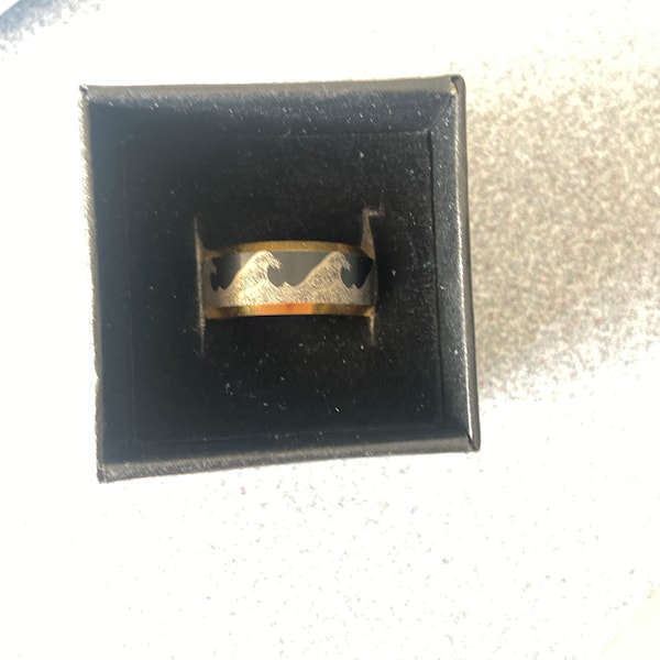 The Great Wave of Kanagawa Engraved Tungsten Carbide Ring, Japanese ...