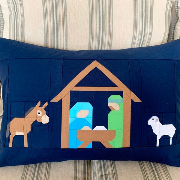 Nativity Scene Baby Jesus, Mary and Joseph Christmas Quilt Block ...