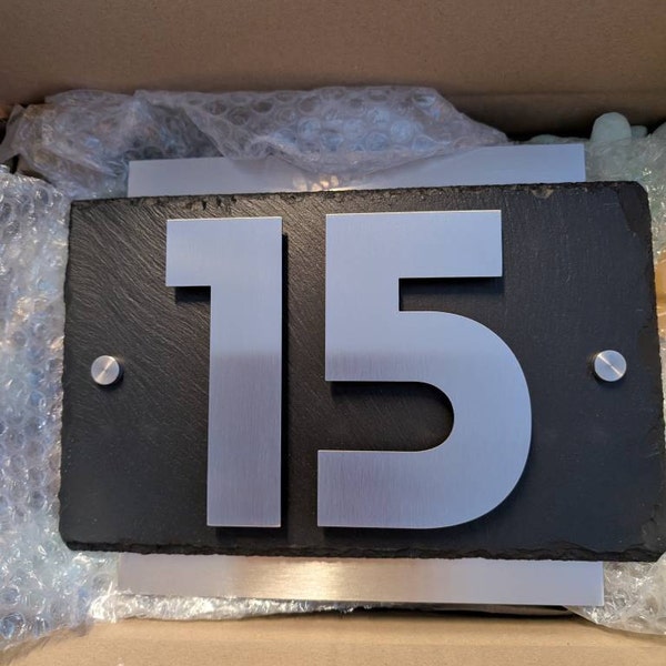 Exclusive 3D House Number **small Single** Brushed Stainless Steel ...