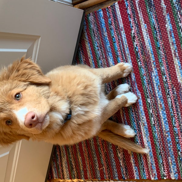 Handwoven Denim Rag Rug, Blue Jeans Entryway Rug, Washable Kitchen ...