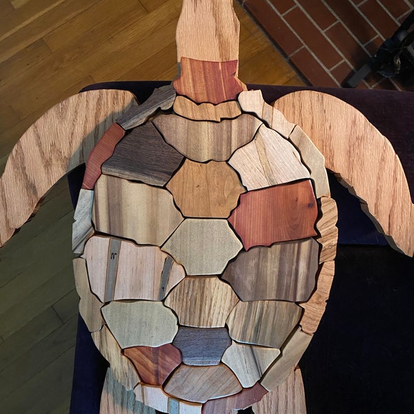 Handmade Mixed Woods Sea Turtle Wall Art, Coastal Decor - Etsy