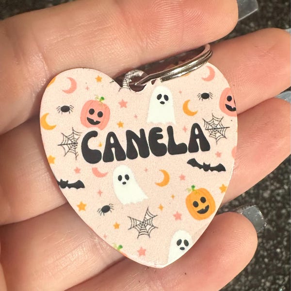 Pet ID Tag Pink Love Dog Name Tag Custom Dog Tag Personalized Pet Tag ...