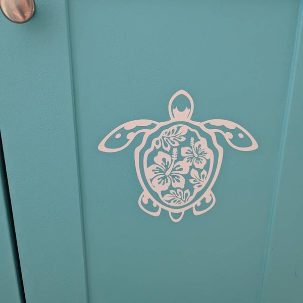Turtle Hibiscus Flower Decal, Available in Many Sizes and Colors ...