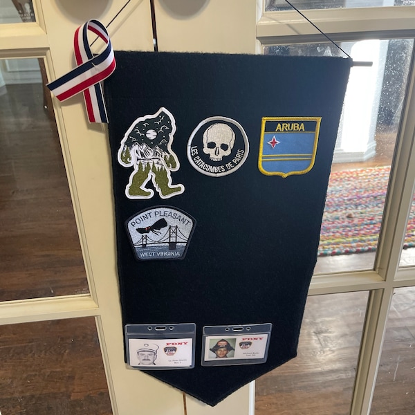 Patch Display, Hook and Loop Patch Holder, 10”x20” Patch and Enamel Pin ...