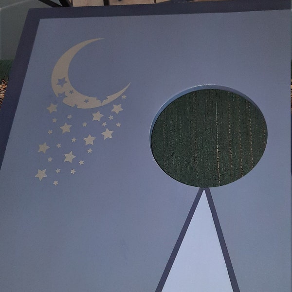 Moon and Star Shower Falling Stars Vinyl Decal | Falling Stars Decal ...