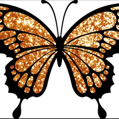 30 Orange Monarch Foil and Glitter Butterfly PNG Image Isolated ...