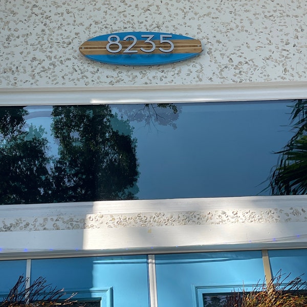 Address Number Sign Surfboard Coastal Beach House Gift Idea in Seaform ...
