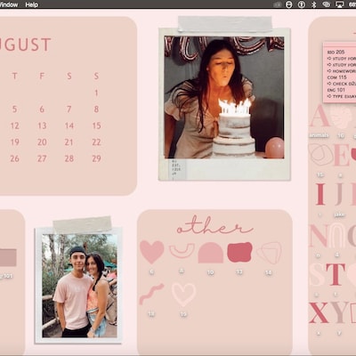 EDITABLE CALENDAR Desktop Wallpaper Pink Desktop Wallpaper Organizer ...