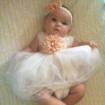 White Baby Dress, Girl Baptism Dress, Baptism Cake Topper, Taufkleid ...