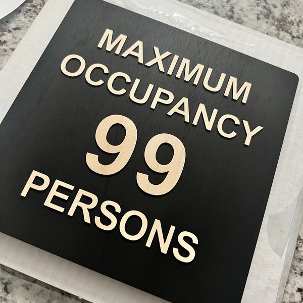 Modern Wood Maximum Occupancy Sign - 7" X 7" Size - ADA Braille ...