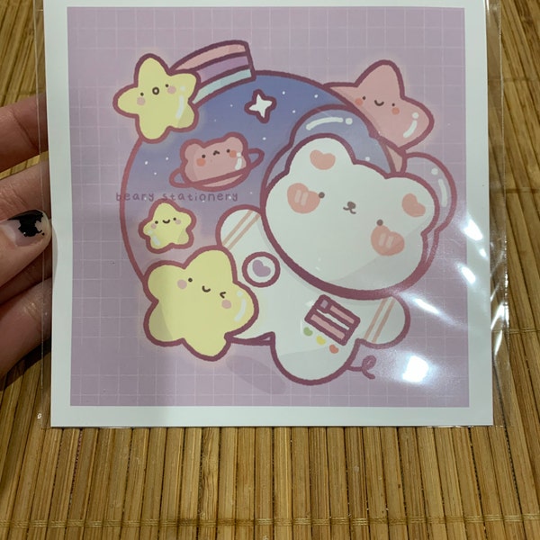 Cute Astro Bear Art Print | Cute Space Art Prints | Cute Star Art ...