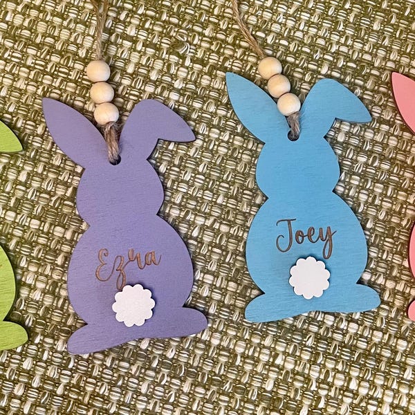 Personalized Easter Bunny Basket Tag | Custom Basket Tag | Wooden Gift ...