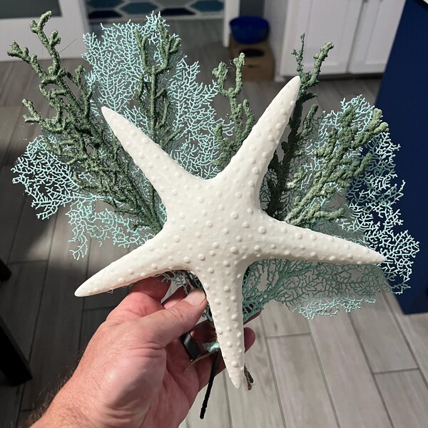 Beach Theme Wedding Cake Topper, Shell Coral Starfish Pearl Wedding ...