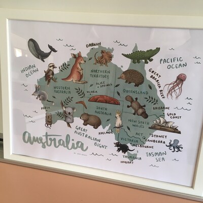 Map of Australia Postcard Cute Illustrated Australia Map - Etsy Australia