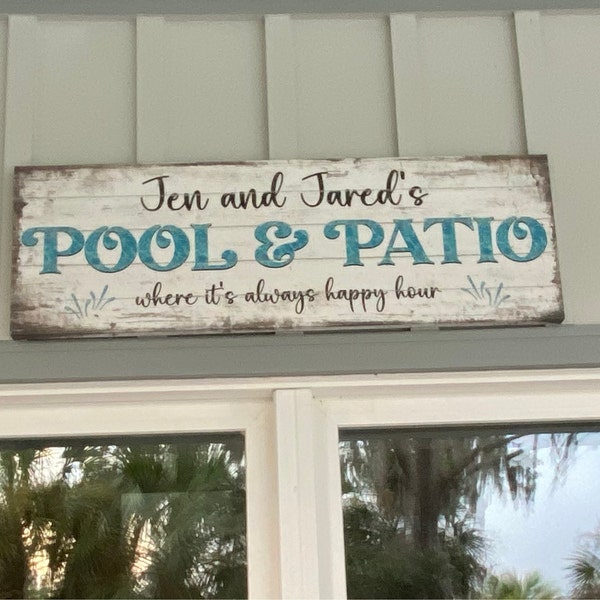 Personalized Pool Sign Custom Pool and Patio Large Canvas Sign Pool ...