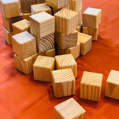 50 Unfinished Wood Blocks, Wood Baby Blocks 1 1/2 Square, Wood Alphabet ...
