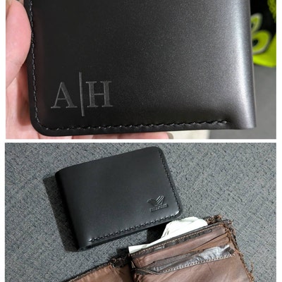 Personalized Men's Full Grain Leather Wallet, Classic Bifold Wallet for ...