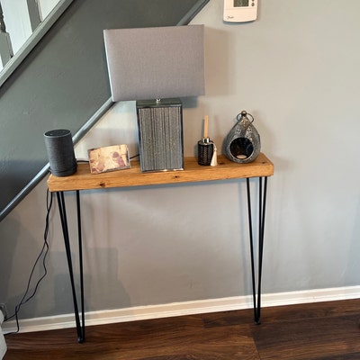 RUSTIC Console Table SLIMLINE With Hair Pin Legs Reclaimed Timber Style ...
