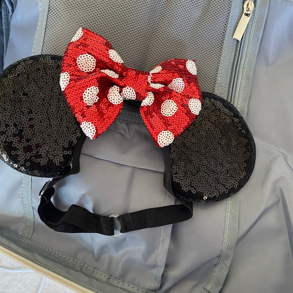 Minnie Ears, Mickey Ears Elastic Band, Mouse Ears, Red White Polka Dot ...