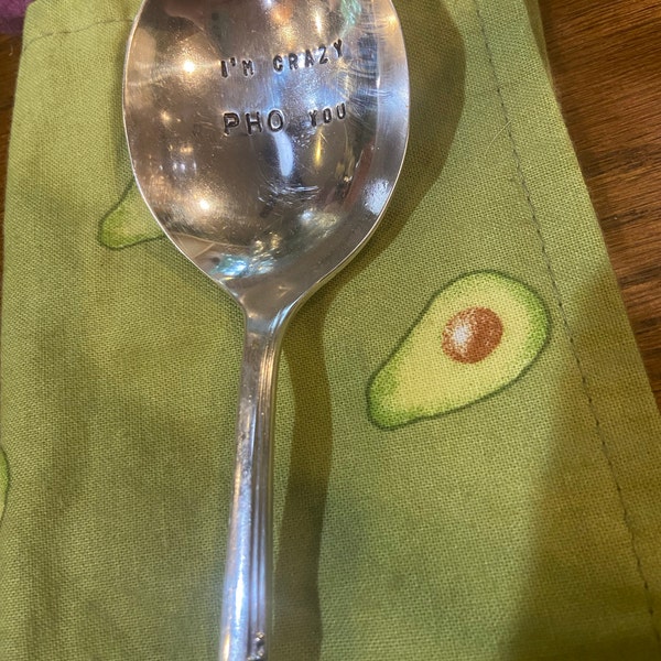 Hand Stamped Pho Spoon - I'm Crazy Pho You, Pho Spoon, Soup Spoon ...