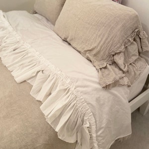 Ruffled Percale Sheet Set Shabby Chic Bedding Ruffled Bedding Farmhouse ...
