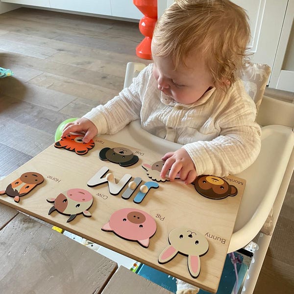 Montessori Board Puzzles Personalized Baby Gift 1 Year Old Boy Name ...