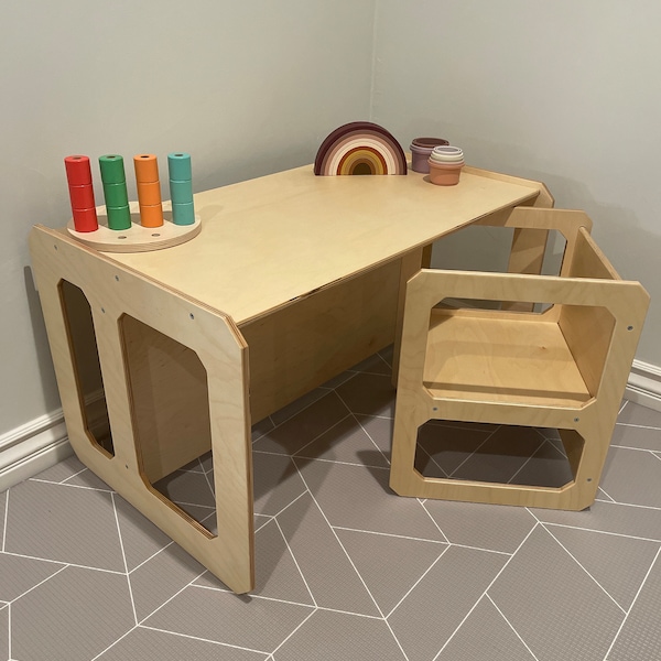 Montessori Wooden Kids Play Table Set, Toddler Table Set OR Preschool ...