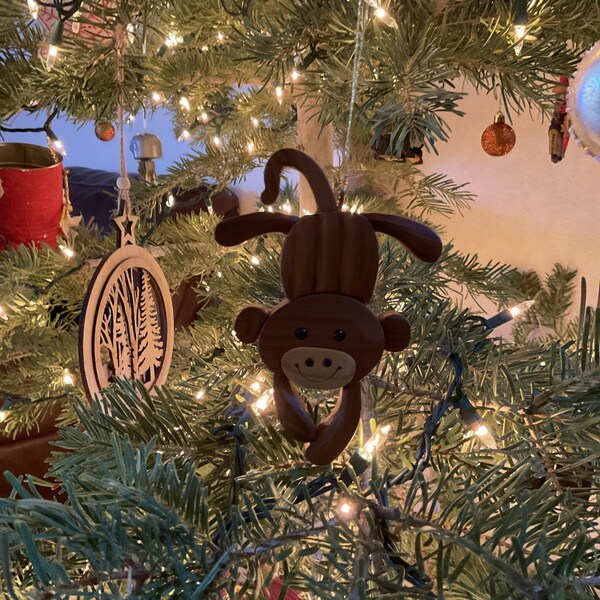 MONKEY CHRISTMAS ORNAMENT Wood Carving. A Cute and Original Ornament ...