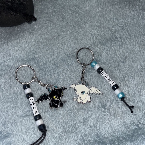 Personalised Name Key Chain Toothless Dragon Charm Keyring Chain Enamel ...