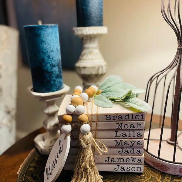 Name Stamped Books, Name Stacked Books, Family Names Stamped Books, Pet ...