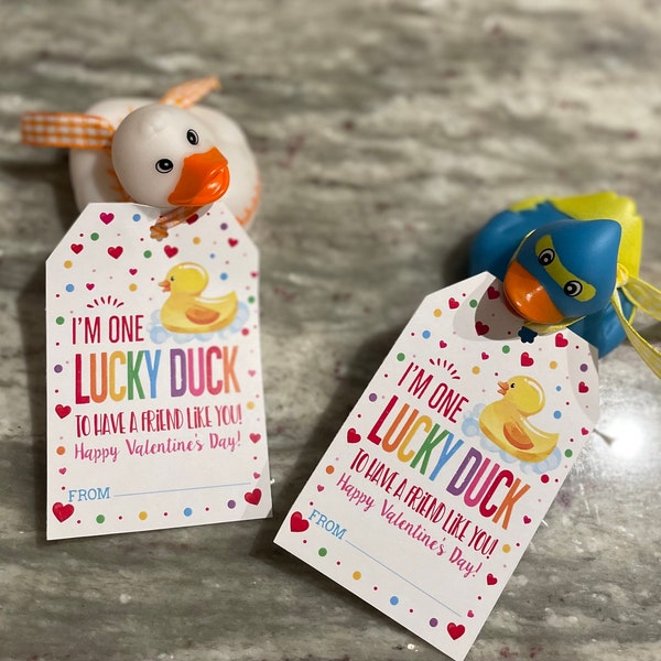 Rubber Duck Valentine's Day Gift Tags Valentine Lucky Duck Tag ...