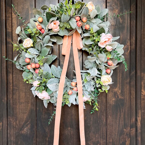 Neutral Fall Corn Husk and Pampas Grass Wreath, Camel Caramel Orange ...