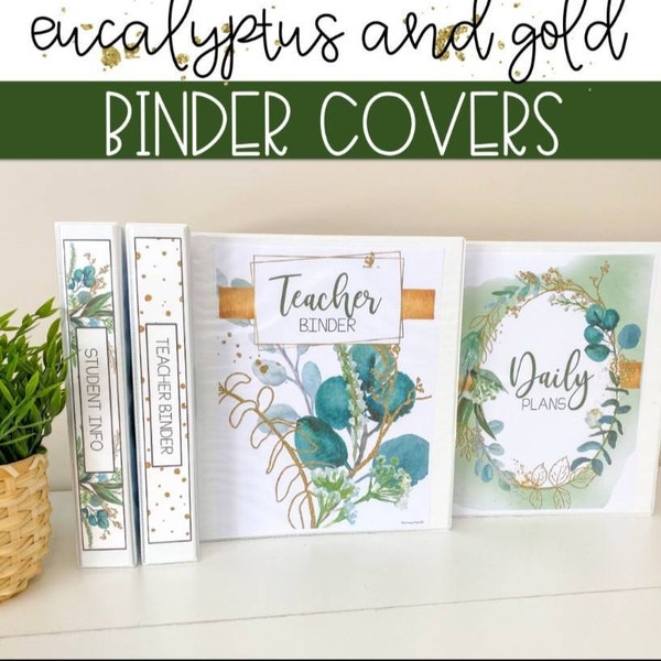 Eucalyptus and Gold Binder Covers | Editable | Botanical Classroom ...