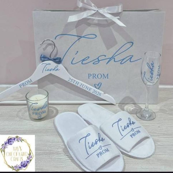 Prom Gift Set. Personalised Prom Gift Bag, Prom Dress Hanger, Prom ...