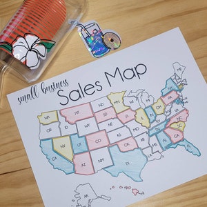 USA Sales Map, Small Business Sales Map, Etsy Sales Map, Sales Tracker ...