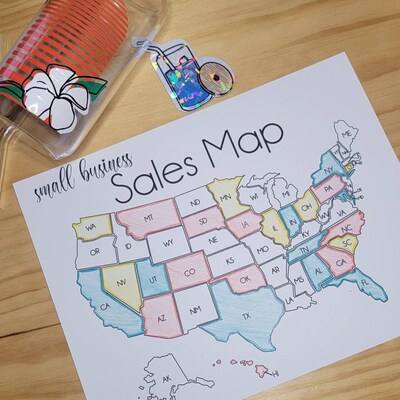 USA Sales Map, Small Business Sales Map, Etsy Sales Map, Sales Tracker ...