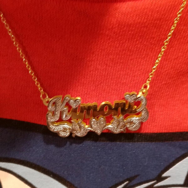 Personalized Double Name Plate in Sterling Silver With Gold Plated - Etsy