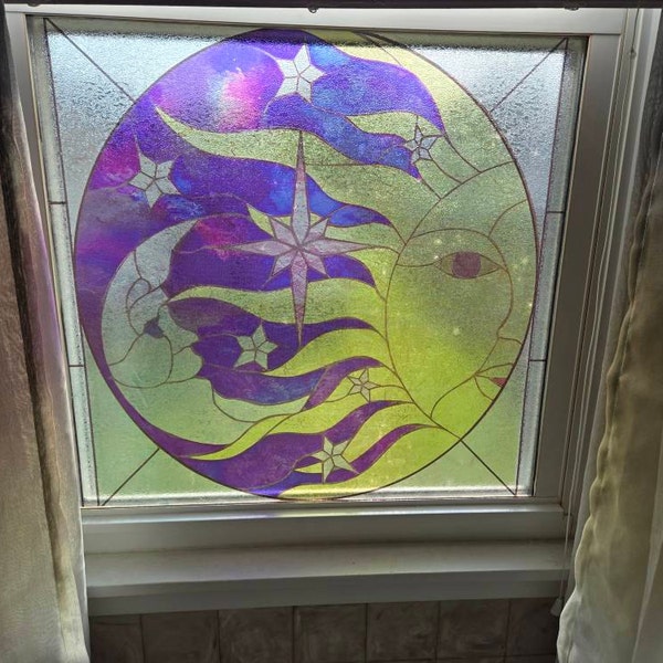 Custom Size Window Film Stained Glass Stickers Static Cling Frosted ...