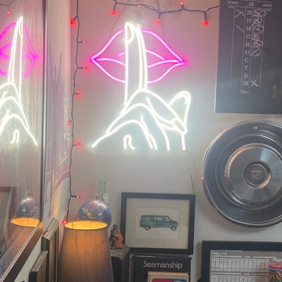 Hush Sign Secret Finger on Lip Custom Neon Sign Nails Salon - Etsy