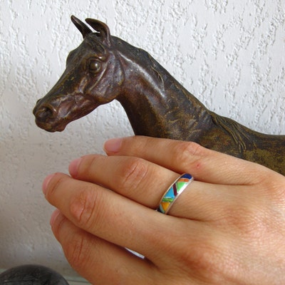 Alpine Panorama Ring MM Rogers 14k Gold Sterling Mountain Forest Scene ...