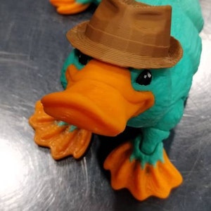 Large Articulated Platypus 3D Printed Figure With Removable Hat ...
