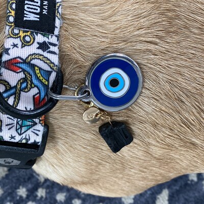 Evil Eye Enamel Stainless Steel Personalized Custom Pet Tag LIFETIME ID ...