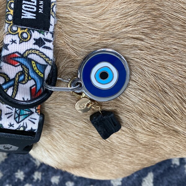 Evil Eye Enamel Stainless Steel Personalized Custom Pet Tag LIFETIME ID ...